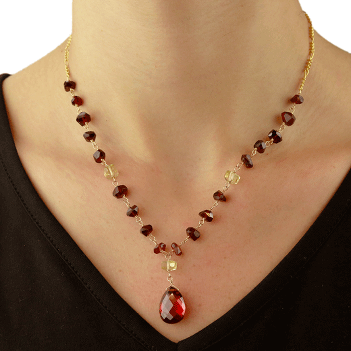 Quartz Necklace: Garnet & Lemon Quartz | Mounir | V&A Shop