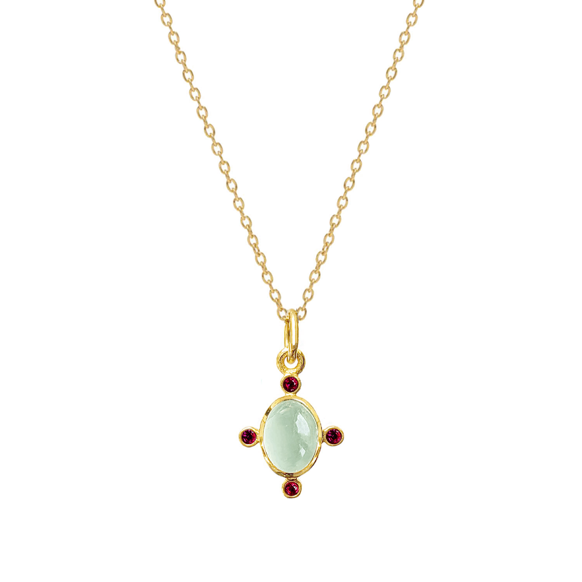 Prehnite and pink zircon pendant necklace by Mirabelle | Jewellery | V ...