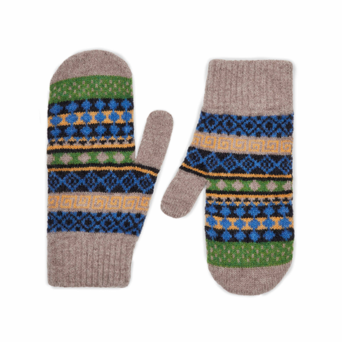 Wool Mittens | Green & Yellow Winter Mittens | V&A Shop