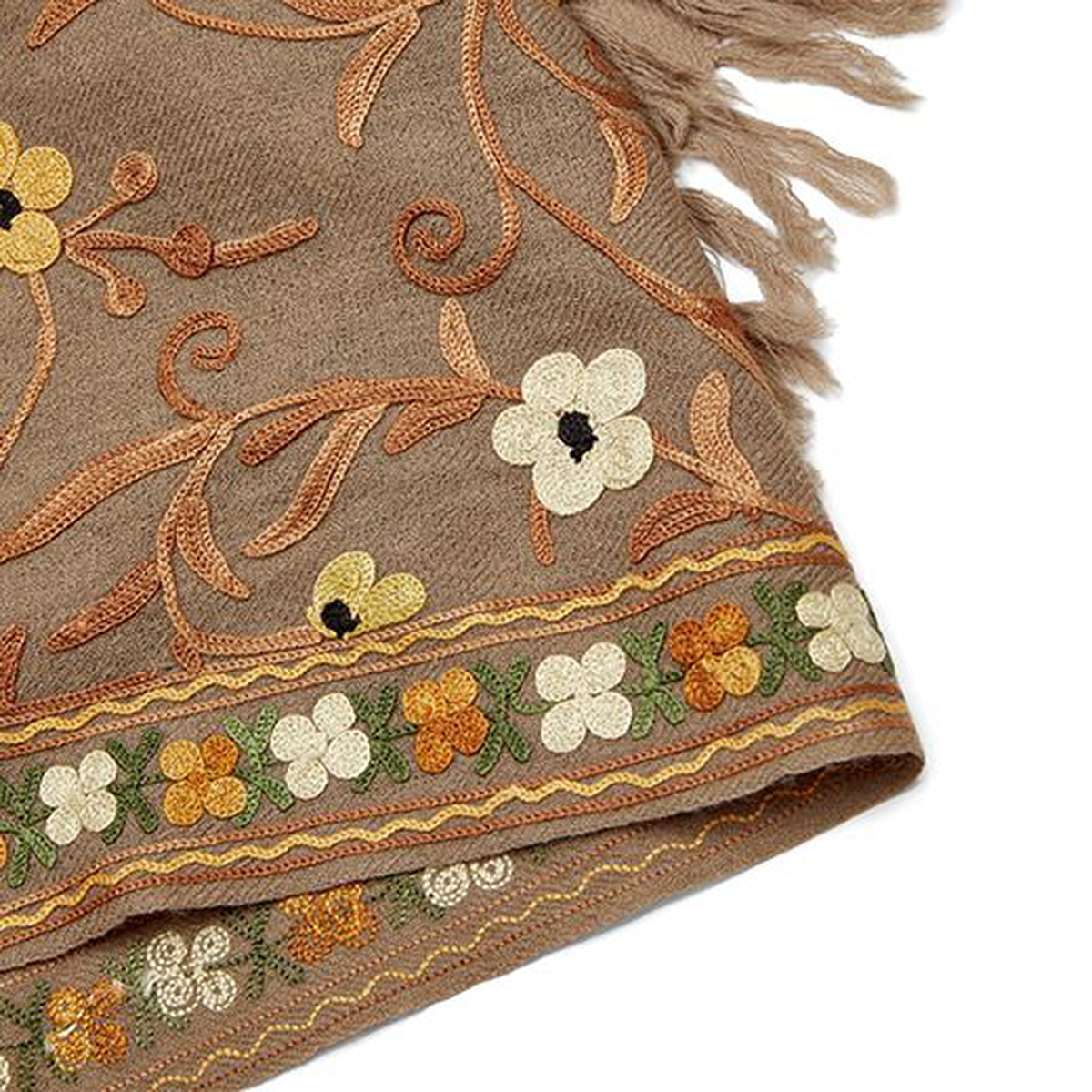 Embroidered Wool Scarf: Sand-Coloured Wool Scarf | V&A Shop