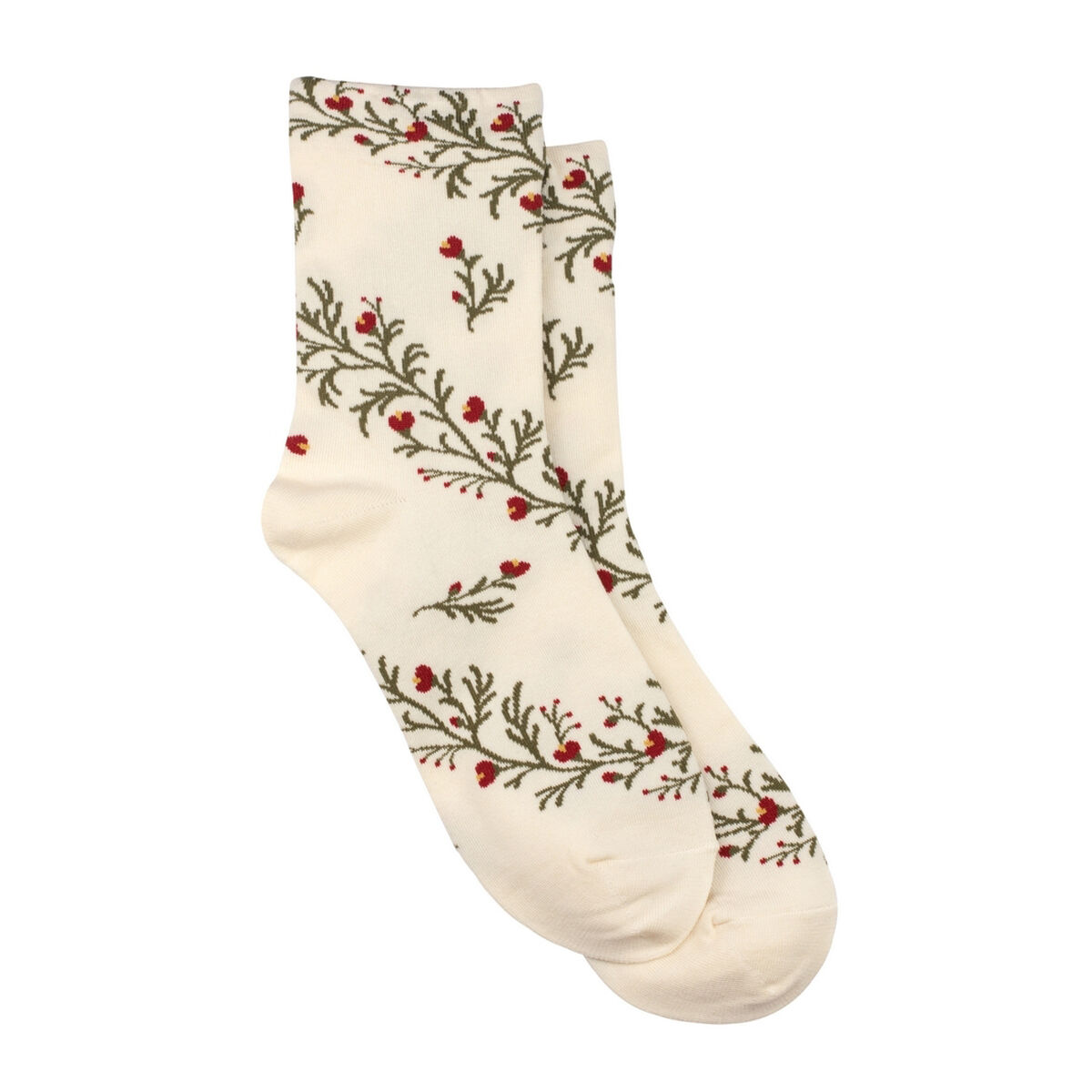 Cream and red floral socks | Fashion socks | V&A Shop