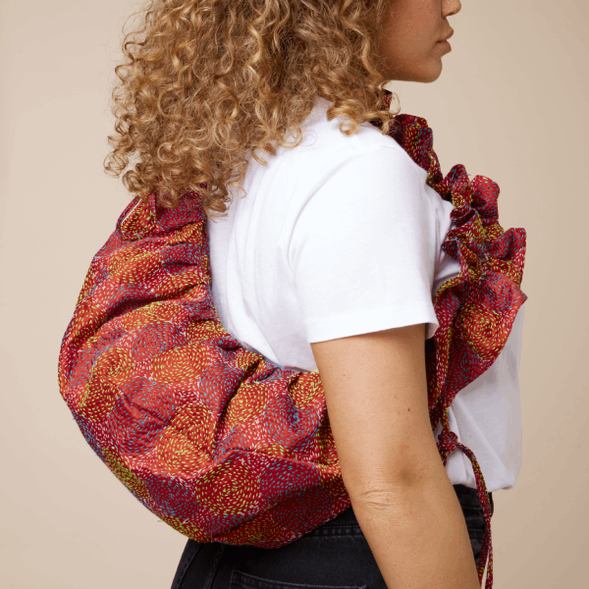 Red silk ruffle bag | Fashion accessories | V&A Shop