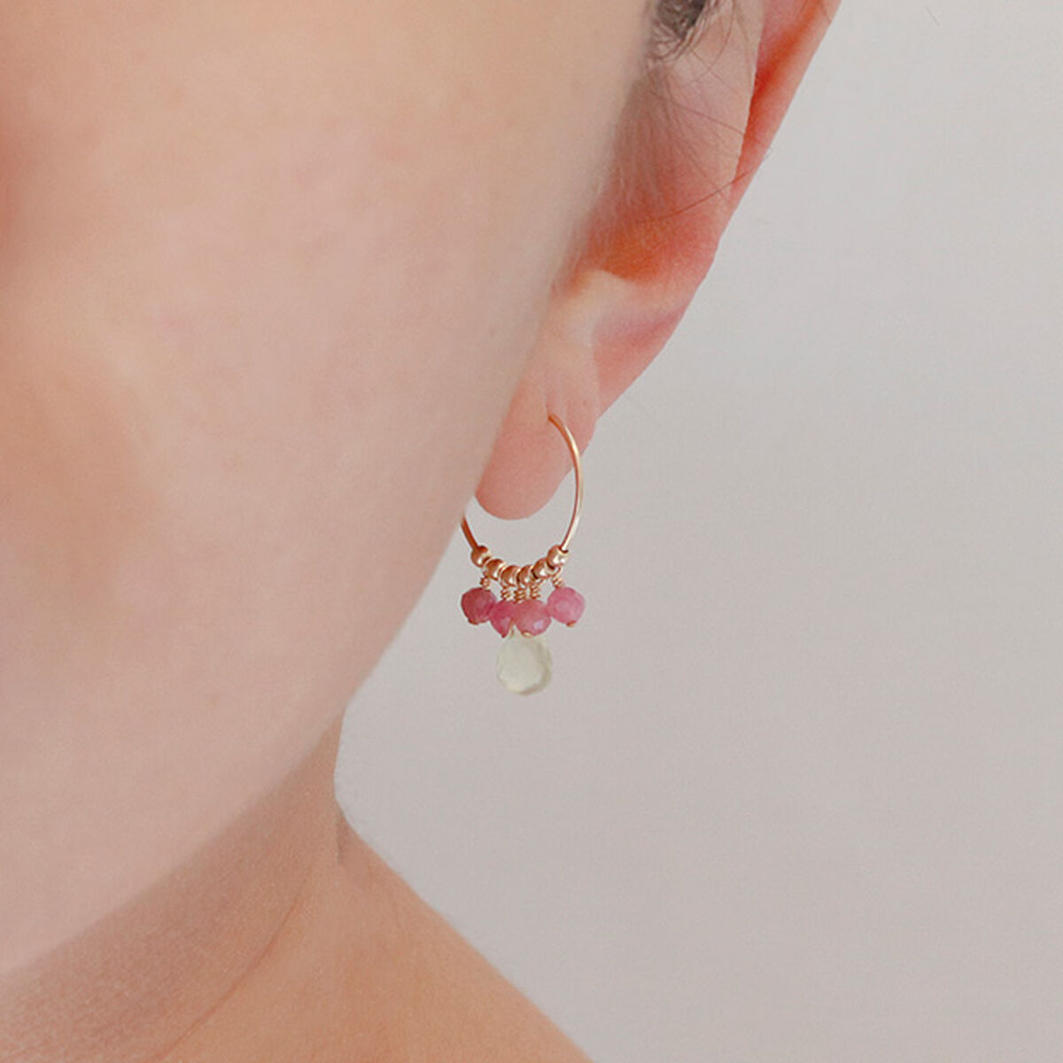 Prehnite and pink tourmaline circle earrings by Mounir | Jewellery | V ...