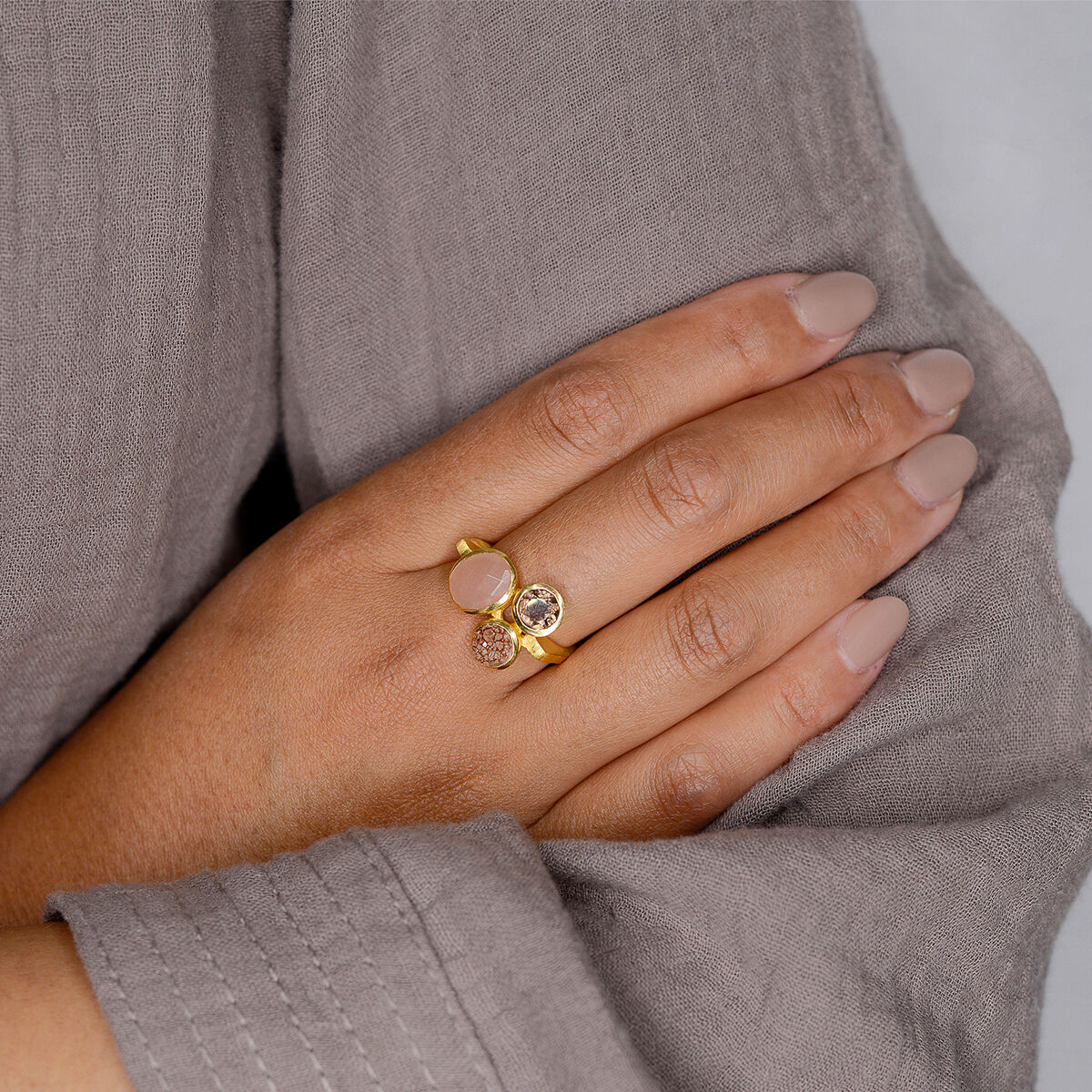 Pink tones square ring by Shan Shan - small | V&A Shop