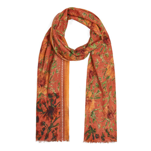 Orange floral wool scarf | Fashion accessories | V&A Shop