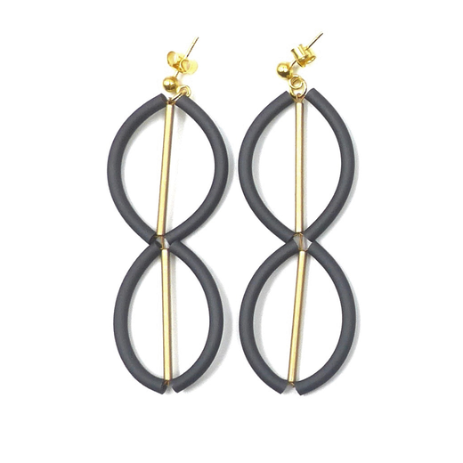 Black and gold PVC earrings by Rosalba Galati | Jewellery | V&A Shop